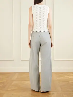 Loulou De Saison Vittoria Crocheted Cotton Top - Neutrals