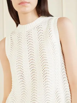Loulou De Saison Vittoria Crocheted Cotton Top - Neutrals