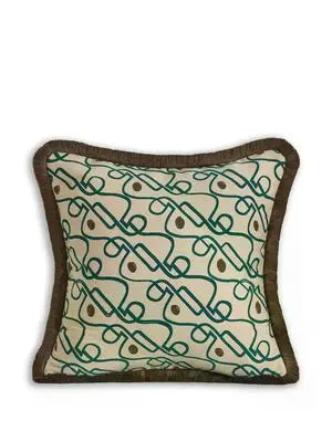 SOHO HOME Tilney Patterned Fringed Cushion - Neutrals