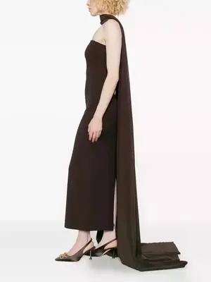 Solace London Martine Strapless Midi Dress - Brown