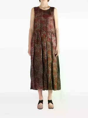 UMA WANG Floral Print Sleeveless Midi Dress - Grey