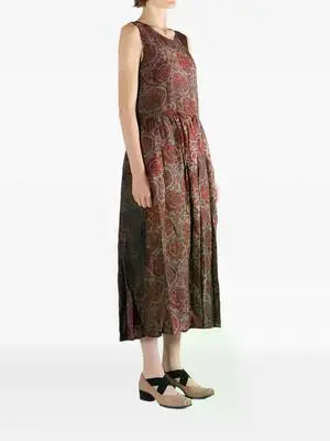 UMA WANG Floral Print Sleeveless Midi Dress - Grey