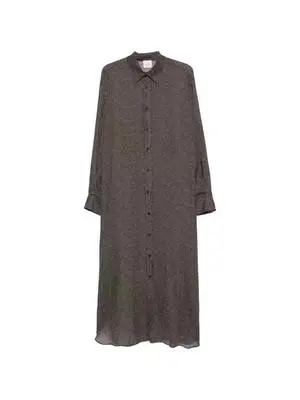 ALYSI Patterned Ramie Midi Dress