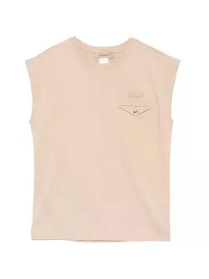 TWINSET Sleeveless T-shirt With Chest Pocket - Neutrals