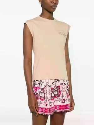TWINSET Sleeveless T-shirt With Chest Pocket - Neutrals