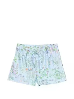 Gucci Floral-print Drawstring Shorts - Blue