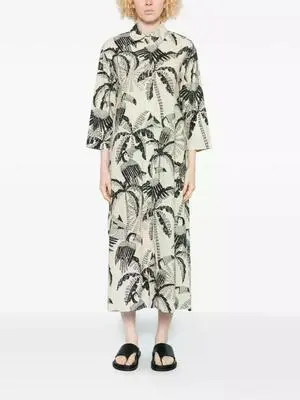 PSOPHIA Palm-tree Pattern Midi Dress