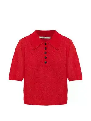 GESTUZ Buttoned Polo Knitwear - Red