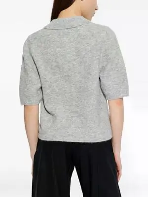 GESTUZ Button-front Knit Top - Grey