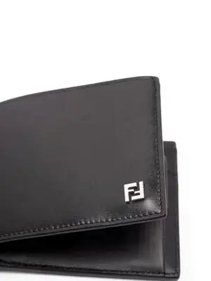 Fendi Logo Plaque Leather Wallet
