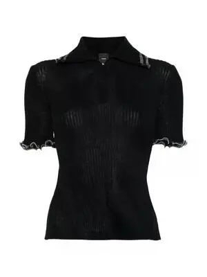 Pinko Keyhole Collared Ribbed Polo Shirt