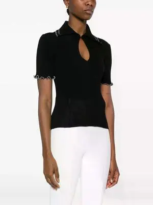 Pinko Keyhole Collared Ribbed Polo Shirt