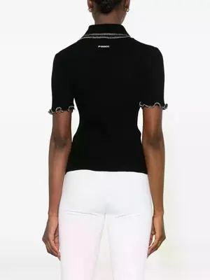 Pinko Keyhole Collared Ribbed Polo Shirt