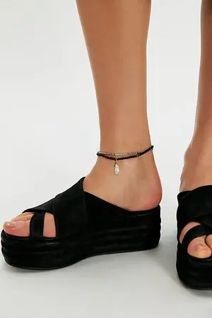 Free People Wanderbay Flatform Sandals - Black