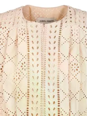 Alberta Ferretti Broderie Anglaise Dress - Neutrals