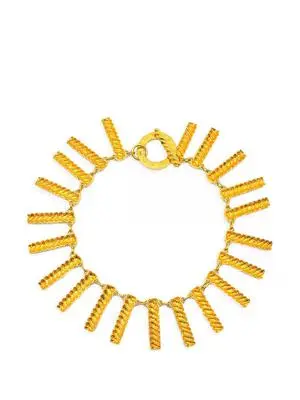 Carven 1970s Sunburst Logo Clasp Collar Necklace