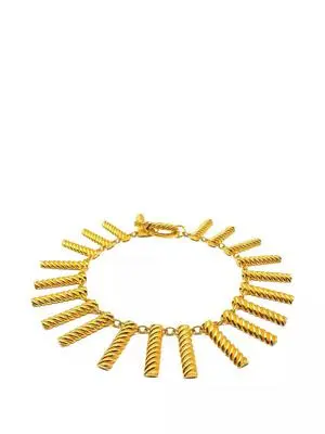 Carven 1970s Sunburst Logo Clasp Collar Necklace