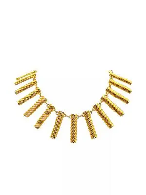 Carven 1970s Sunburst Logo Clasp Collar Necklace