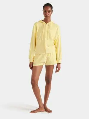 Hunza G Terry Towelling Zip Hoodie - Butter
