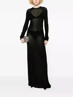 Rabanne Studded Long-sleeve Maxi Dress - Black