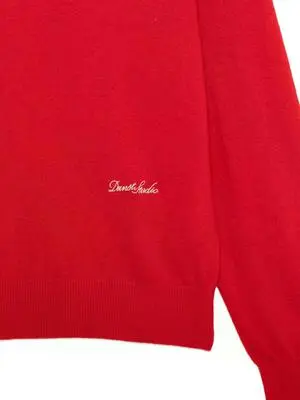 DUNST Logo V-neck Sweater - Red
