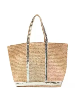 Vanessa Bruno L Raffia Sequin Tote Bag - Neutrals