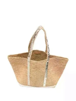 Vanessa Bruno L Raffia Sequin Tote Bag - Neutrals