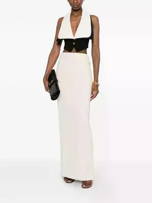 Elisabetta Franchi Crêpe Skirt With Jewel Zip Detail - Neutrals