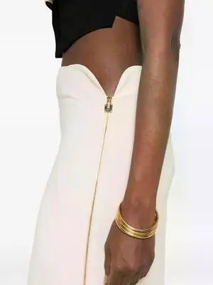 Elisabetta Franchi Crêpe Skirt With Jewel Zip Detail - Neutrals