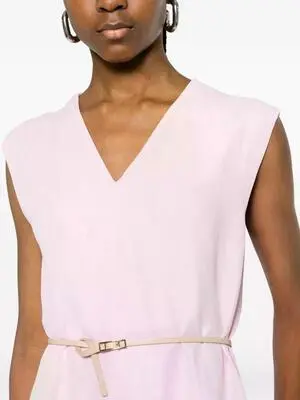 Fabiana Filippi V-neck Belted A-line Dress - Pink