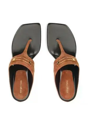SERGIO ROSSI Bitt Buckle Sandals - Brown