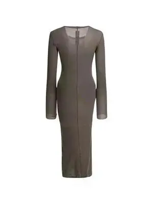 Rick Owens Long-sleeve Midi Dress - Grey