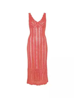 TWINSET Long Fitted Knit Dress With Lurex - Red