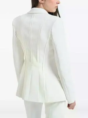 Elisabetta Franchi Notched Lapel Buttoned Blazer - White