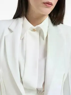 Elisabetta Franchi Notched Lapel Buttoned Blazer - White