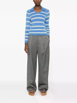 Guest In Residence Striped Button Detail Sweater - Blue