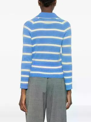 Guest In Residence Striped Button Detail Sweater - Blue