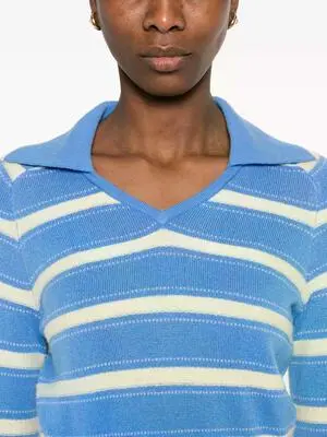 Guest In Residence Striped Button Detail Sweater - Blue
