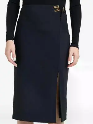 Elisabetta Franchi Buckle Detail Slit Hem Skirt - Black