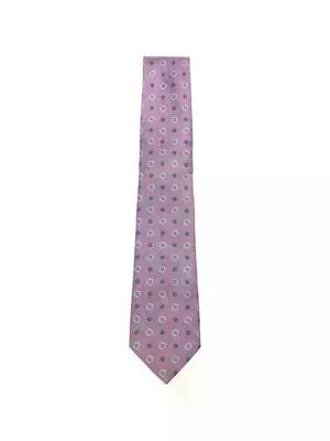 Canali Floral Print Neck Tie - Purple