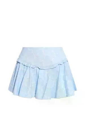 LoveShackFancy Bow-printed Ruffled Skirt