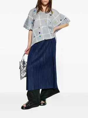 Issey Miyake Grid Pleated Blouse