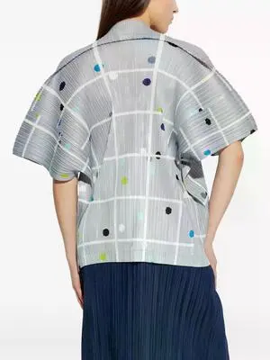 Issey Miyake Grid Pleated Blouse