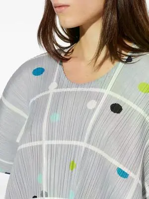 Issey Miyake Grid Pleated Blouse