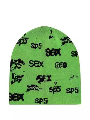SP5DER Letter-print Beanie - Green