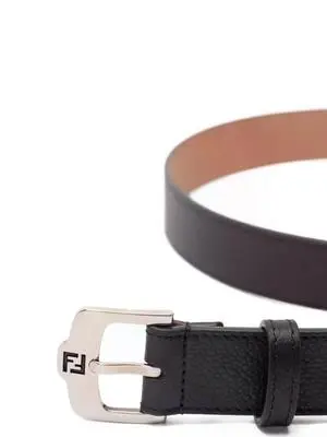 Fendi Logo-buckle Leather Belt - Black