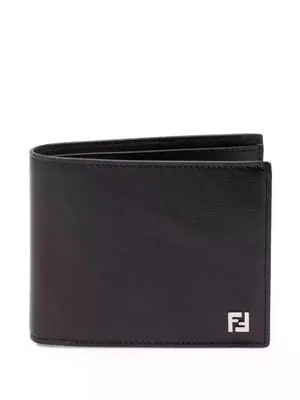 Fendi Logo Plaque Leather Wallet - Black