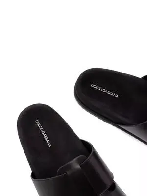 Dolce & Gabbana Leather Slip-on Sandals - Black