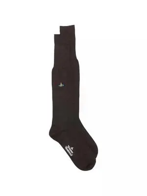 VIVIENNE WESTWOOD Orb Embroidered Socks Brown