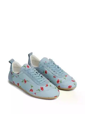 JIL SANDER Floral-print Lace-up Sneakers - Blue